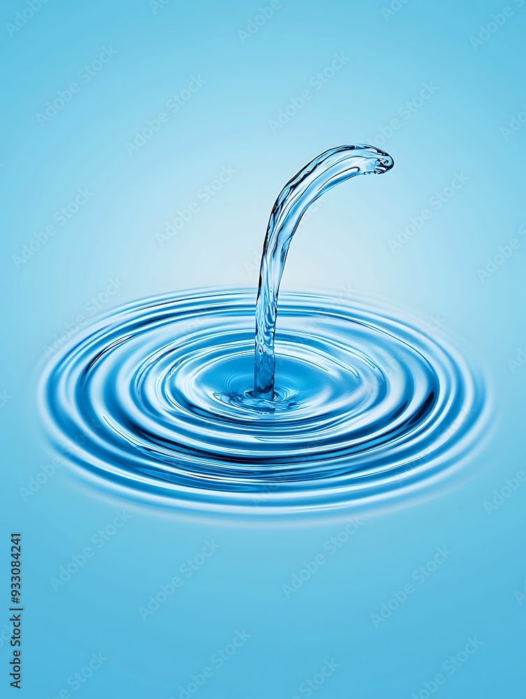 Smooth water with soft concentric ripples, gradient light, top view ...