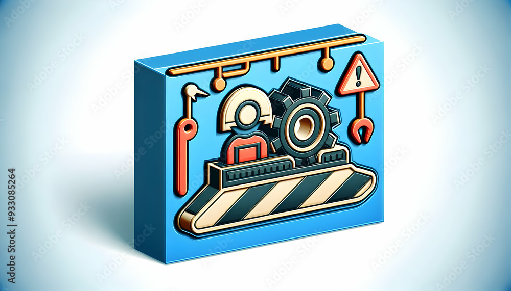 3D Icon as Safety tape and assembly line concept as Safety tape paired ...