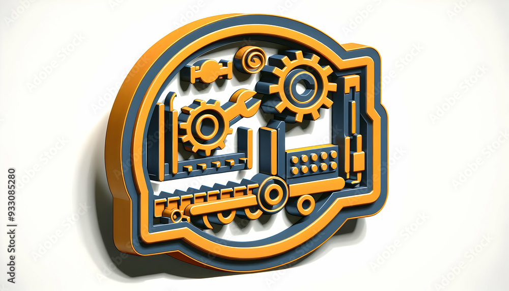 3D Icon as Safety tape and assembly line concept as Safety tape paired ...