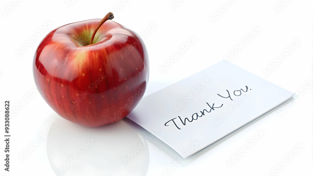 3d Flat icon as Apple and a thank you card symbolizing gratitude for ...