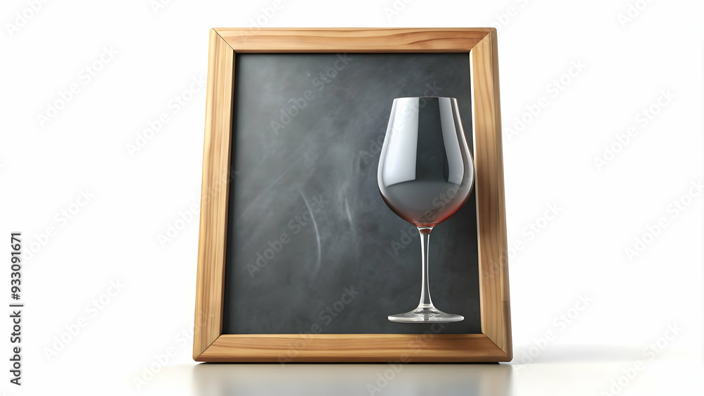3d Flat icon as Chalkboard menu and a wine glass symbolizing wine bar ...
