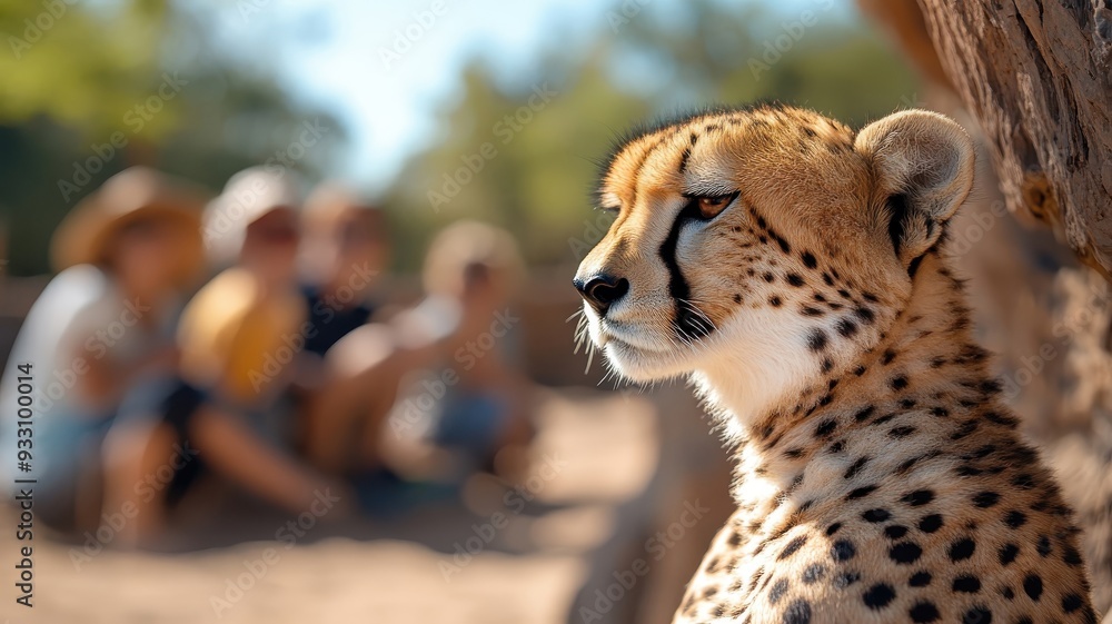 Captivating interaction between a cheetah and people at a wildlife park ...