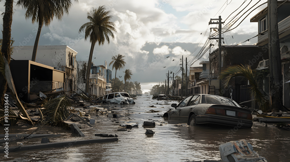 hurricane natural disaster rainstorm flooding typhoon urban city town ...