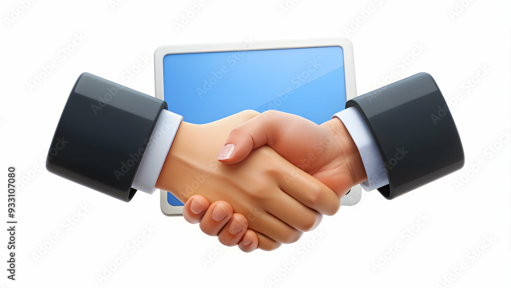 3d Flat icon as Handshake and thank you card symbolizing professional ...