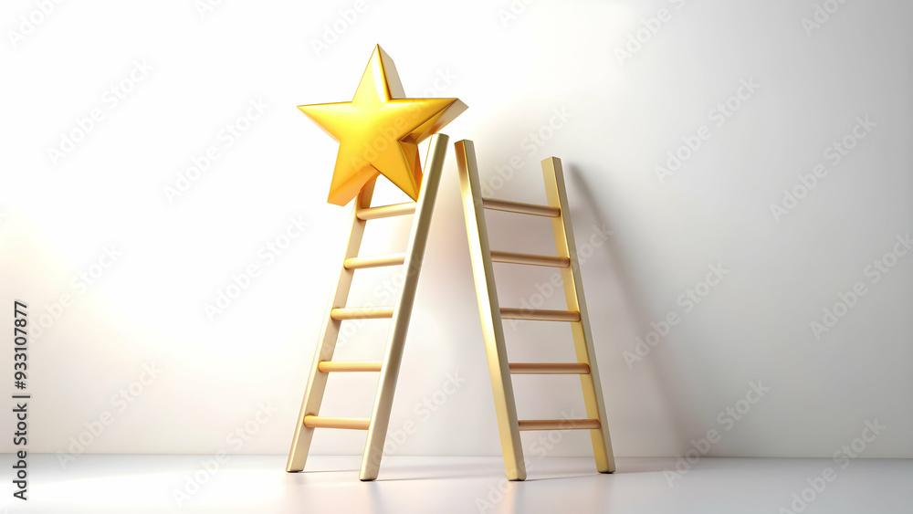 3d Flat icon as Ladder and a star symbolizing aspiration and ...