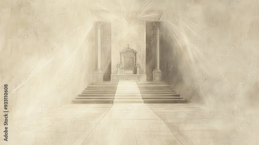 Biblical Illustration of an Eternal Throne Bathed in Divine Light, with ...
