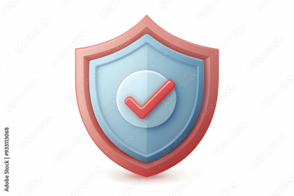 3d Flat icon as Shield and a warranty seal symbolizing protection and validity with ample space ...