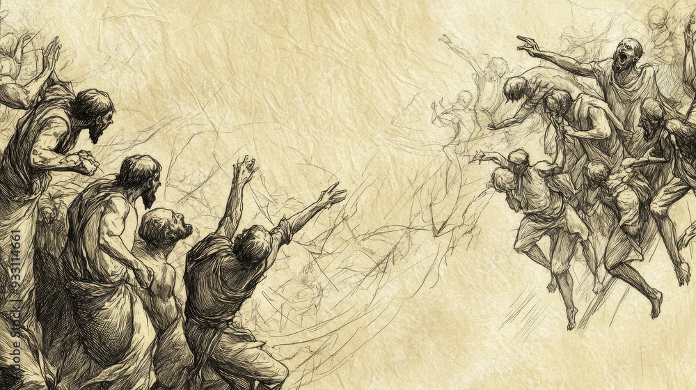 Biblical Illustration of God’s Enemies Bewildered as They Fall into ...