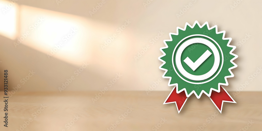 3d Flat icon as Warranty certificate and a stamp symbolizing official ...