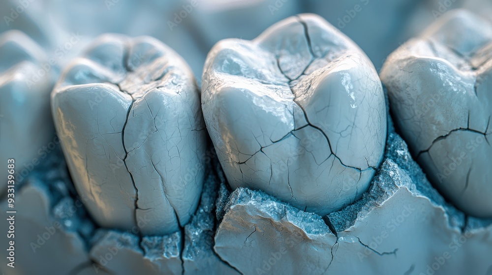 Close-up of Cracked Teeth, Hyper-Detailed 3D Render Showing Tooth ...