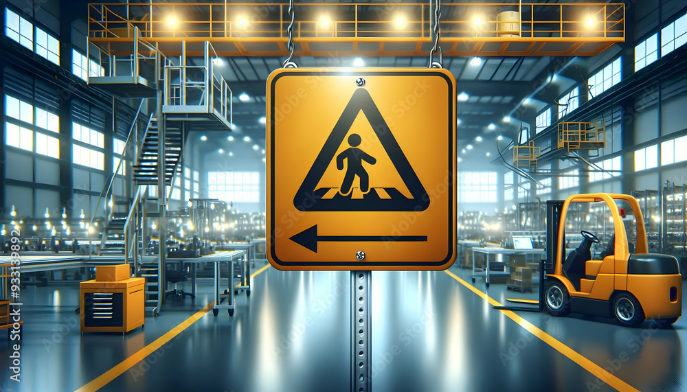 Photo Realistic as Safety sign and production floor concept as A safety ...