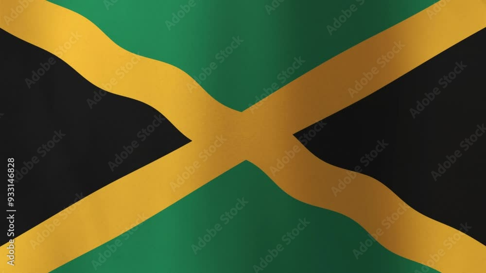 Flag of Jamaica, 4K Seamless Loop Animation. Jamaican Flag 3D Flowing ...