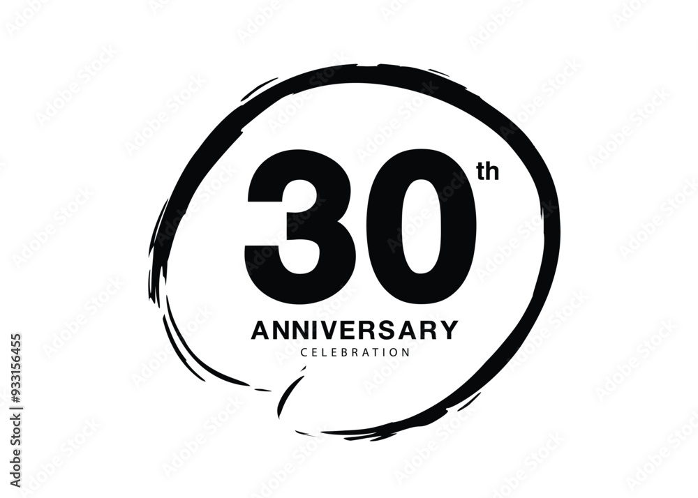 30 Years Anniversary Celebration logo black paintbrush vector, 30 ...