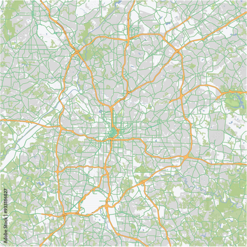 Road map of Atlanta in Georgia. Contains layered vector with roads ...