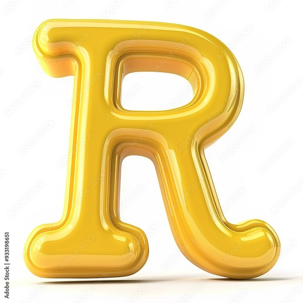 Large Capital Letter R in Cartoon Style Yellow 3D: A Bold and Vibrant ...