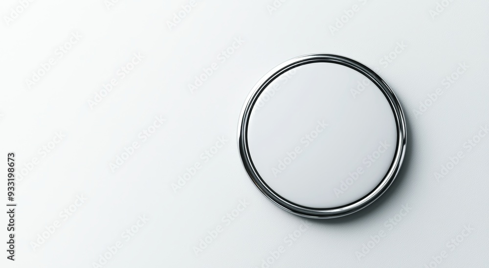 Mockup of blank white round silver lapel badges, front and back views ...