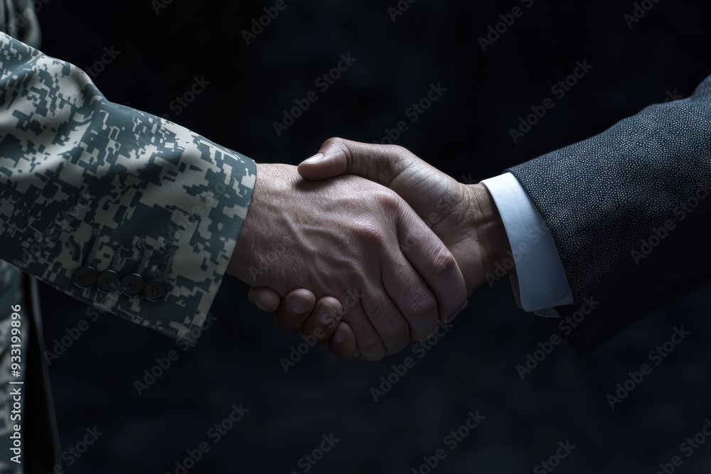Partnership Between Military and Civilian Leadership. A handshake ...