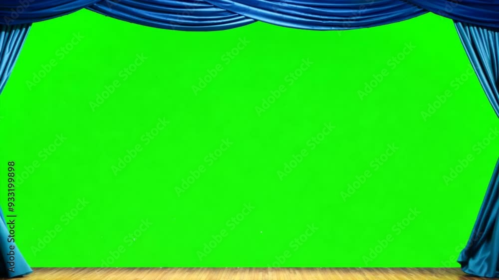 Stage Lights, Green Screen: A pair of majestic blue velvet curtains ...