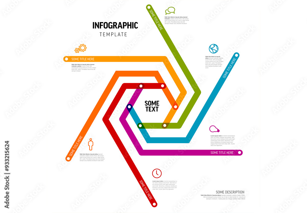 Multipurpose infographic layout template with big hexagon center and ...