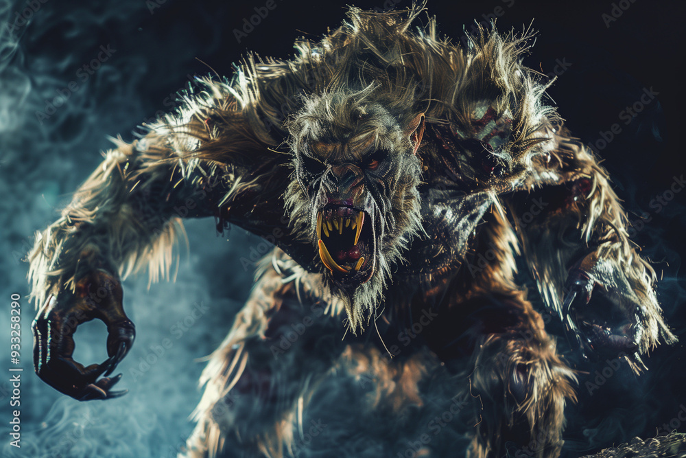 Monster bares its fangs in a horrifying display, resembling a wendigo ...