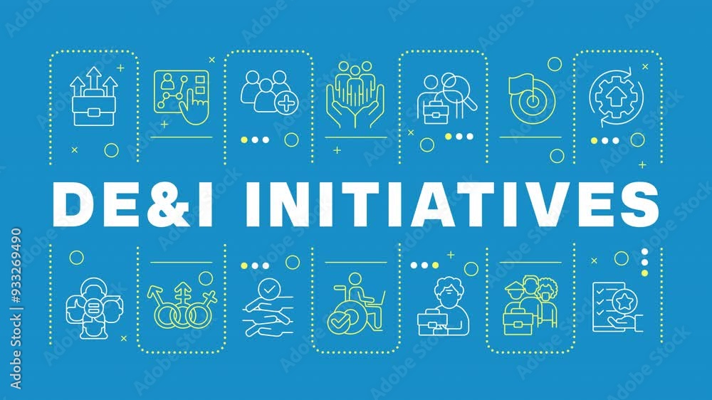 DEI initiatives word banner animation. Disability equity. Social ...