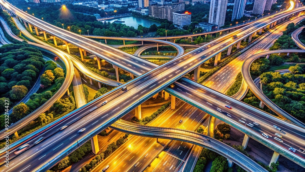 Interconnected roads and highways form a complex network of paths and ...