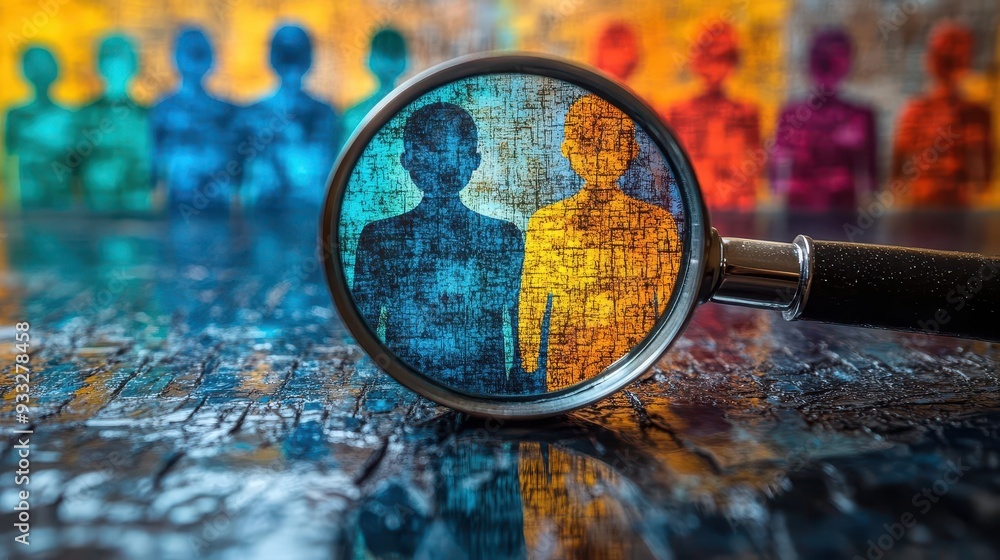 conceptual illustration of human resource management magnifying glass ...