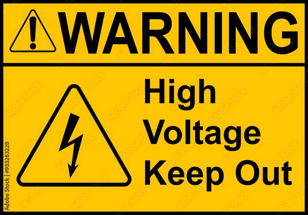 Stockfoto Electric shock sign. High voltage cable warning sign. High ...