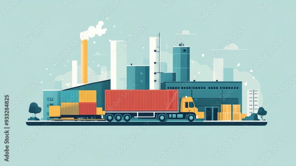 Flat design depicting the key elements of an optimized supply chain ...
