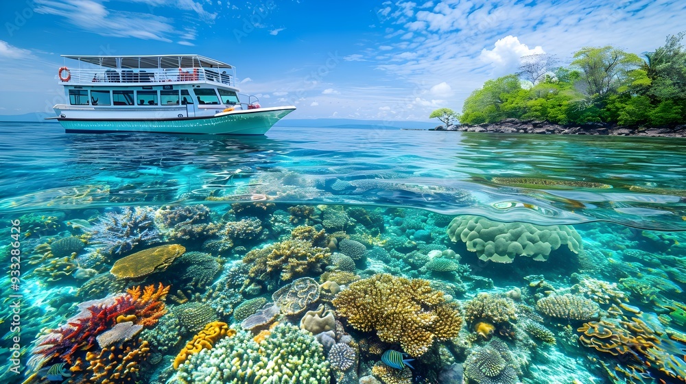 Ecotourism Boat Tour Exploring Vibrant Coral Reefs with Glass Bottom ...