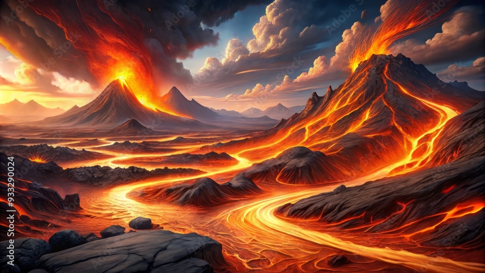 Sculpted by primal forces, the lava flow unfurls in undulating ribbons ...