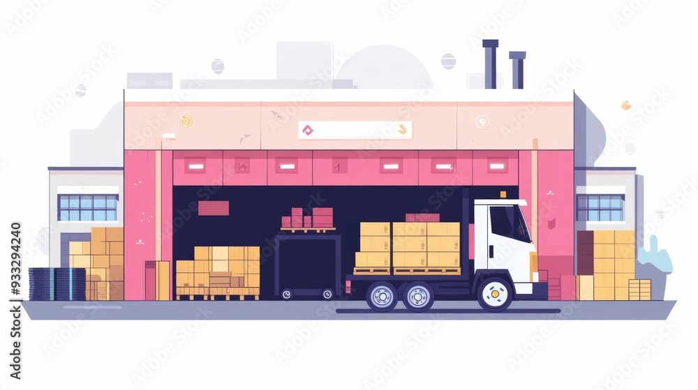 Flat design depicting efficient logistics and cross docking processes ...