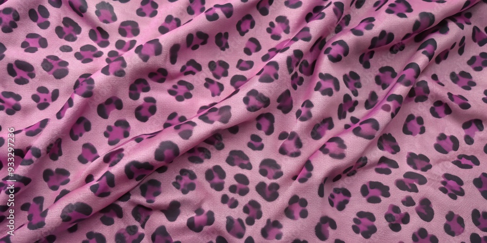 Vibrant hot pink cheetah print fabric with bold black spots and ...