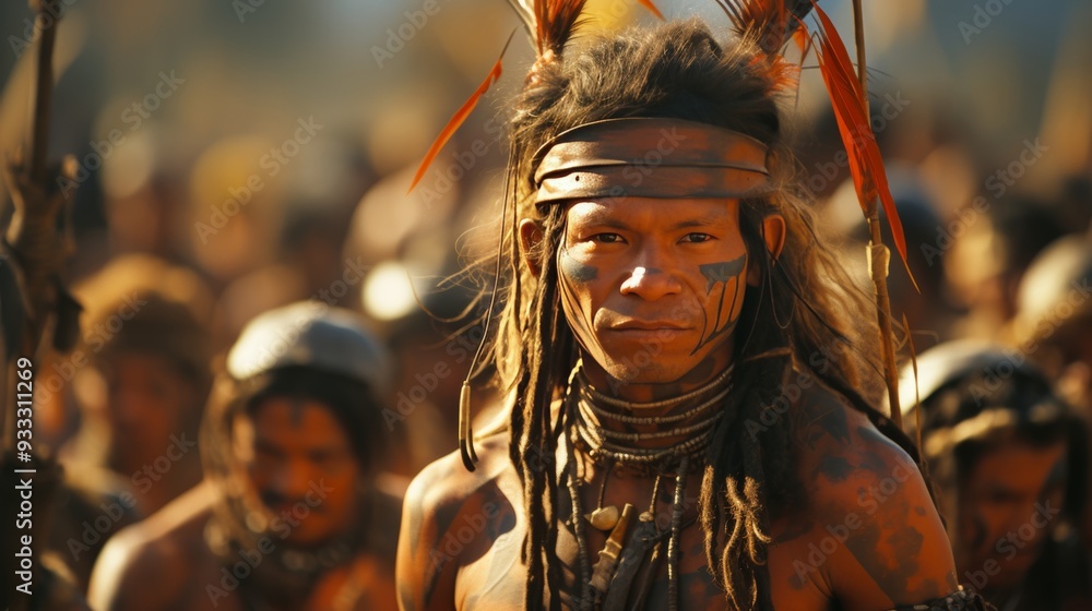 Yanomami tribe members in traditional attire close up showing unique ...