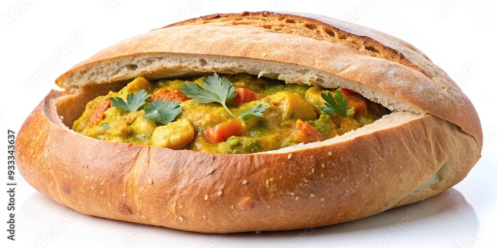 Popular South African street food consisting of a hollowed-out loaf of ...