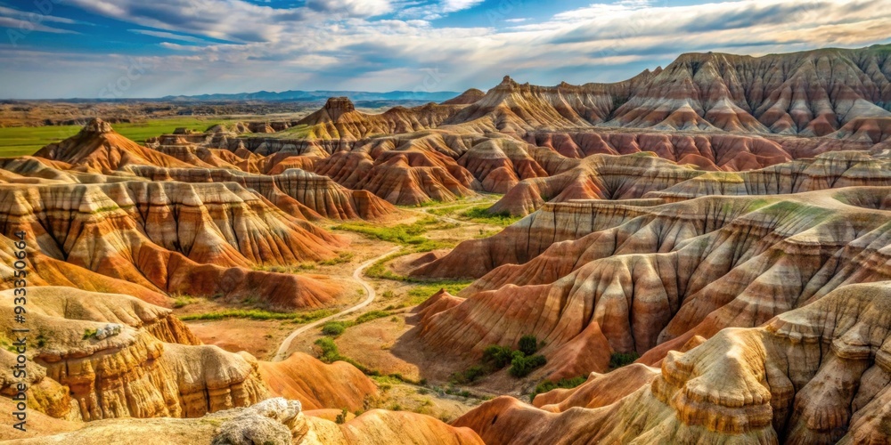 Eroded terracotta badlands landscape shaped by natural forces, desert ...
