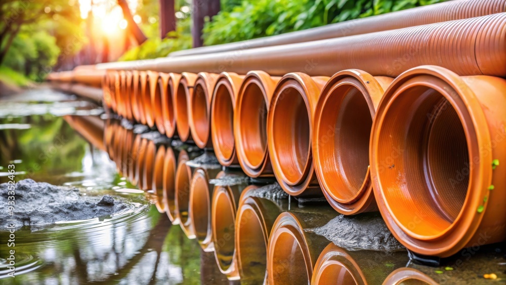 Installation of drainage pipes for rainwater management , drainage ...