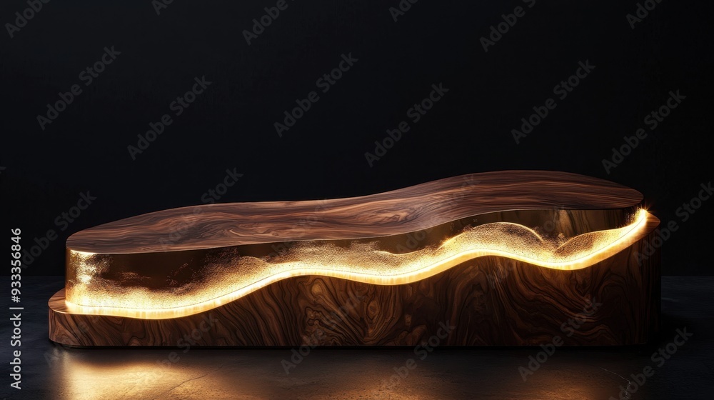 Elegant stage podium, crafted from dark walnut wood with gold leaf ...