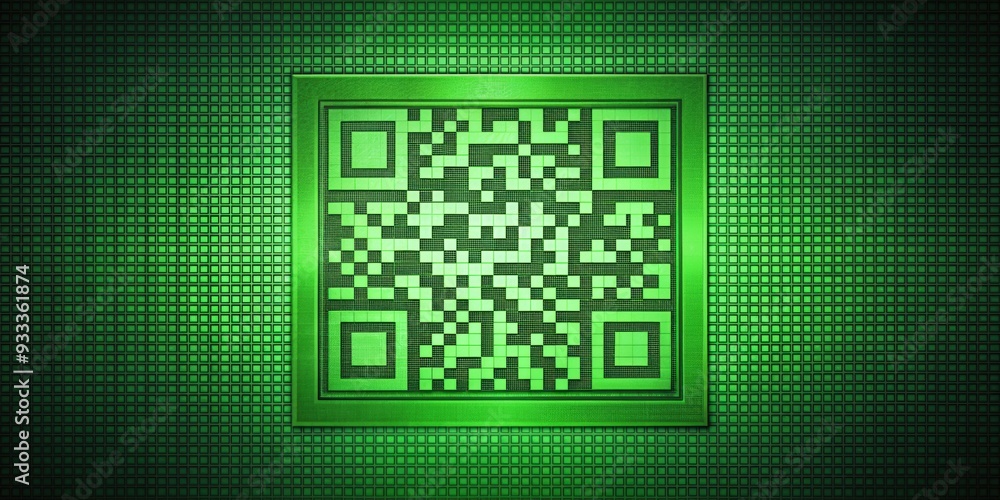 Green QR code on digital screen, QR code, green, technology, digital ...