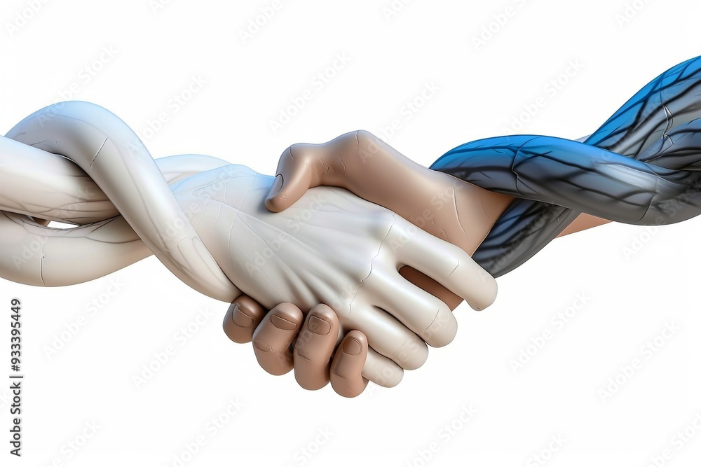 3d render, cartoon character tangled and knotted boneless flexible ...