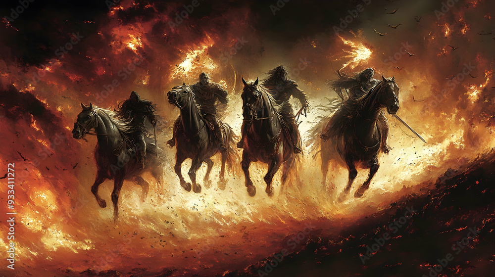 The Four Horsemen of the Apocalypse, Biblical Illustration from the ...