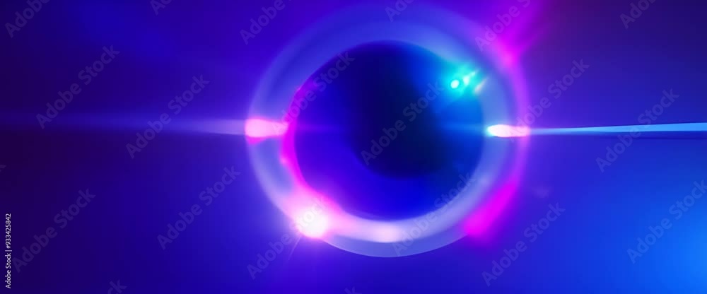 Colorful left blue and purple optical lens flares shine rays light ...