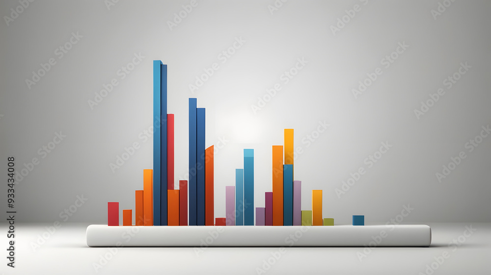 High-resolution simple bar chart with a single upward-facing arrow ...