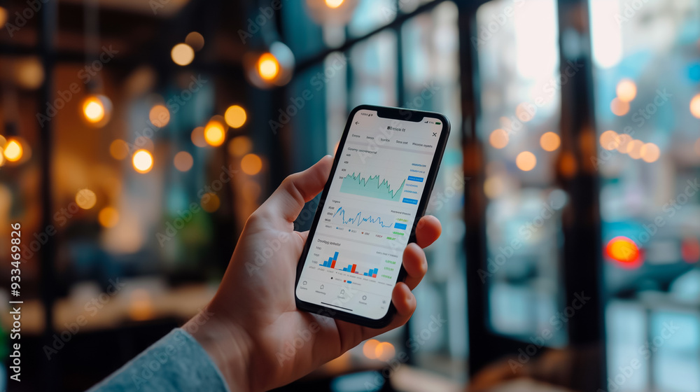 Man holding a phone with a graph and watching currency collapse ...