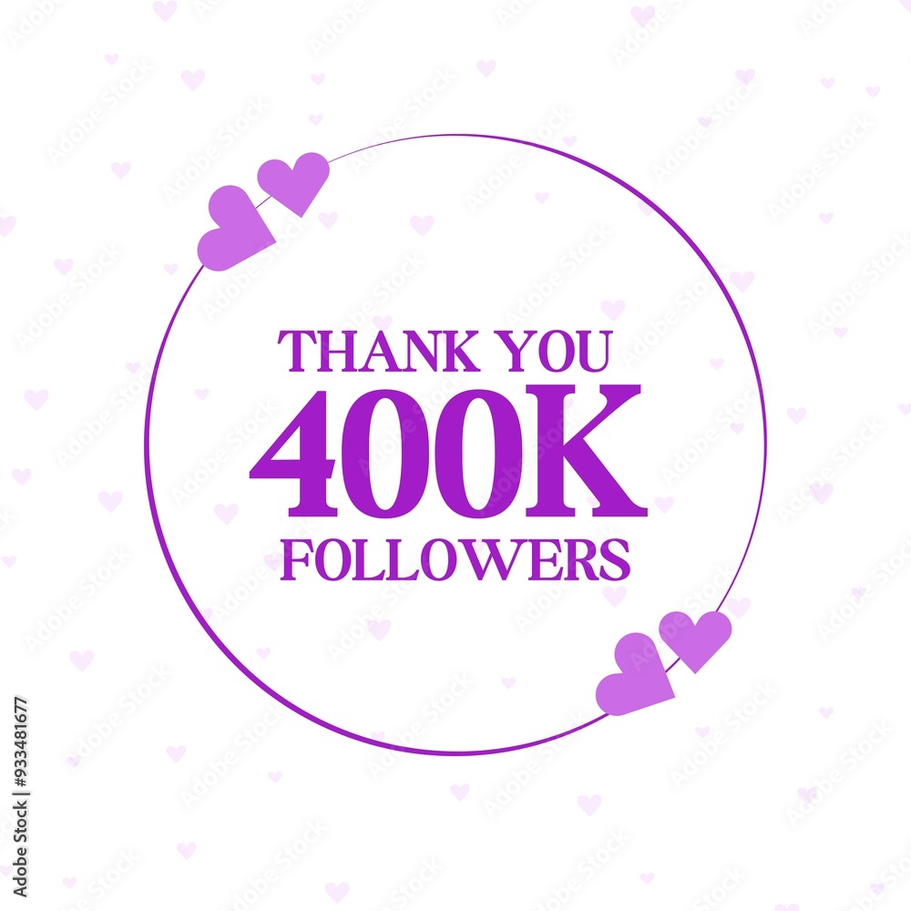 Thank You 400K Followers celebration poster design with purple circle ...