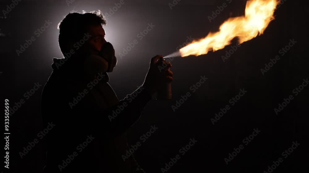 Artistic pyrotechnics, Safety measures, Flame control. Amidst dark and ...