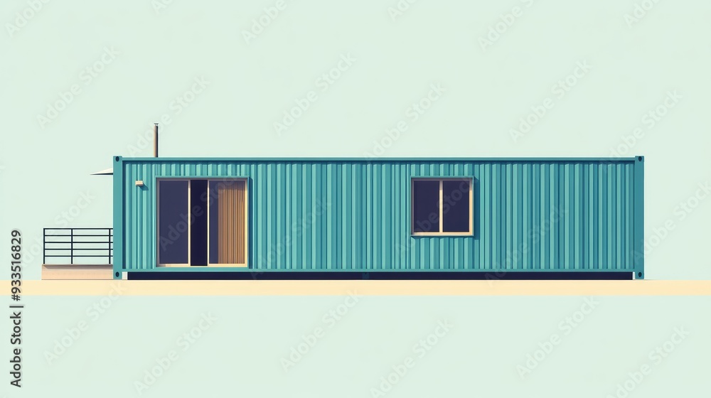 Freight container flat design side view theme urban water color Split ...