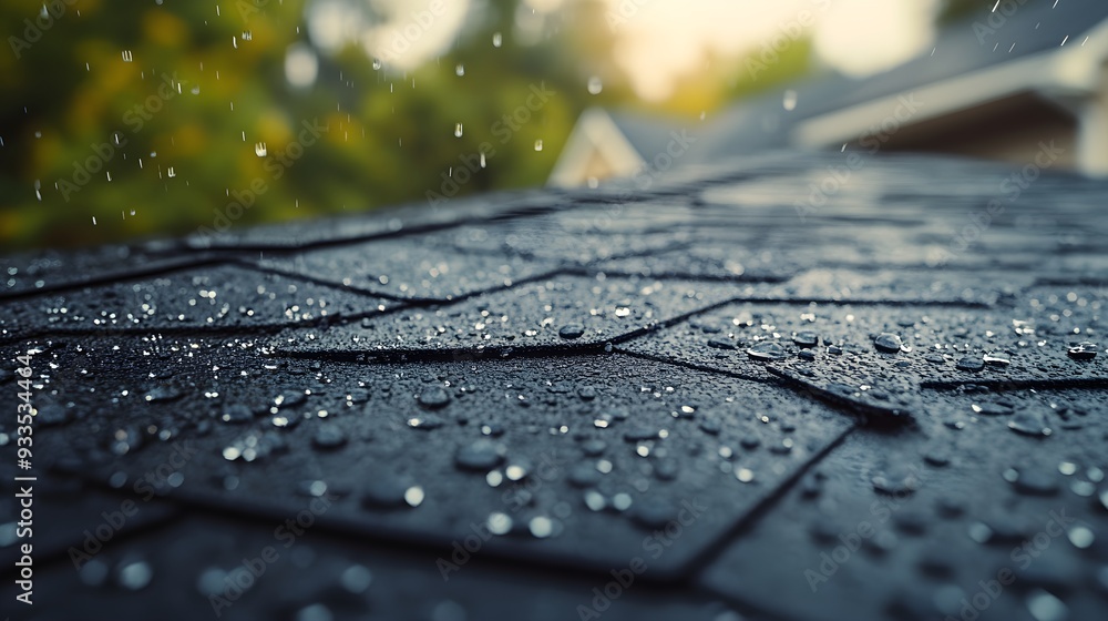 Close-up of hail impacts on roof, showing punctured shingles and ...