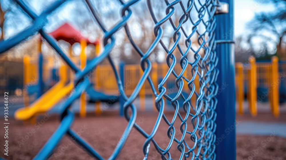 Galvanized Wire Fencing, Galvanized wire fencing borders a playground ...