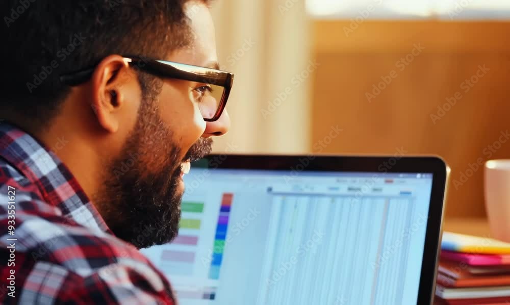 Canadian Man Creating a Budget Spreadsheet at Home Stock Video | Adobe ...